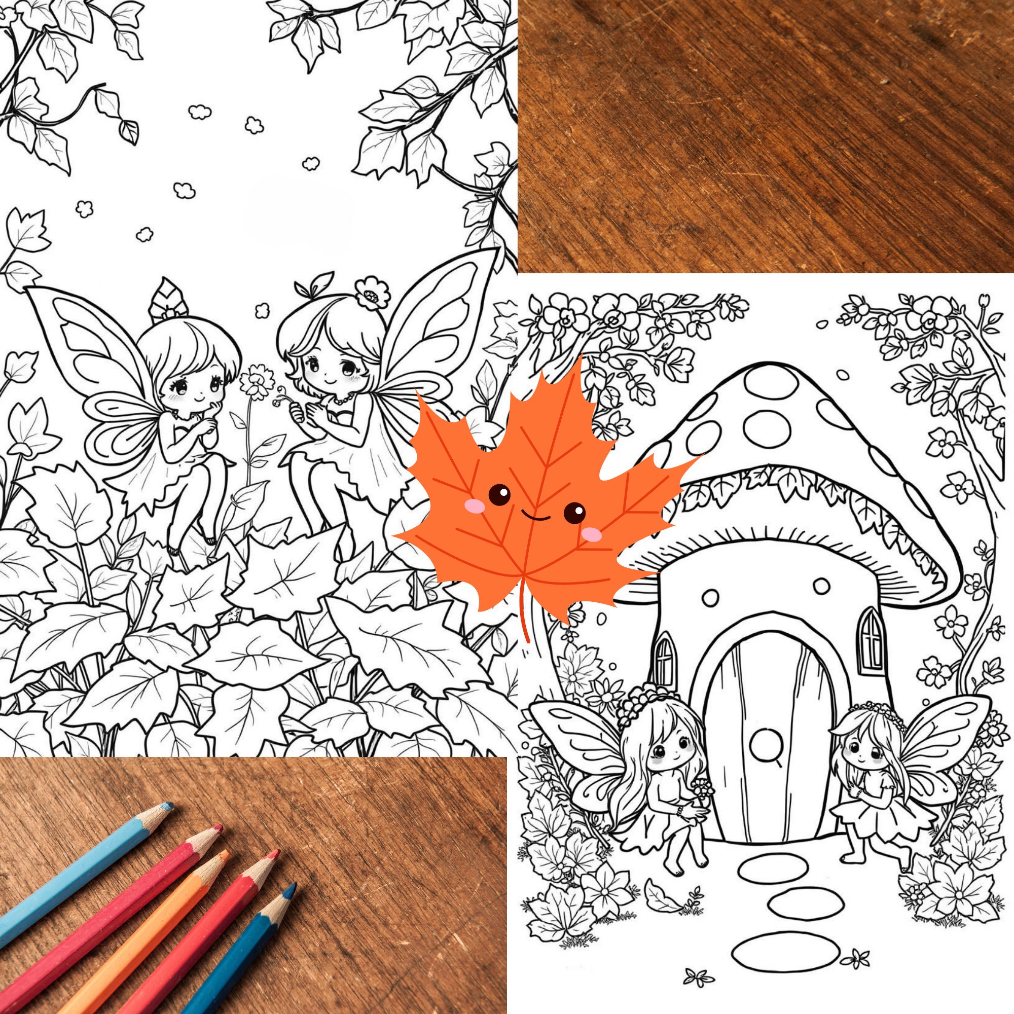 Kawaii Fall Fairy Coloring Pages| Adult Coloring Pages| Bold Coloring ...