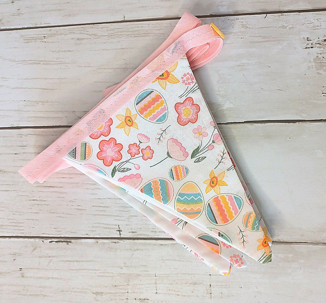 Pink Easter Bunting, Easter Eggs, Daffodils, Home Décor, Spring Garland ...