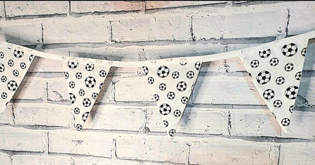 Black and White Football Bunting, Any Length, Playroom, Bedroom, Home ...