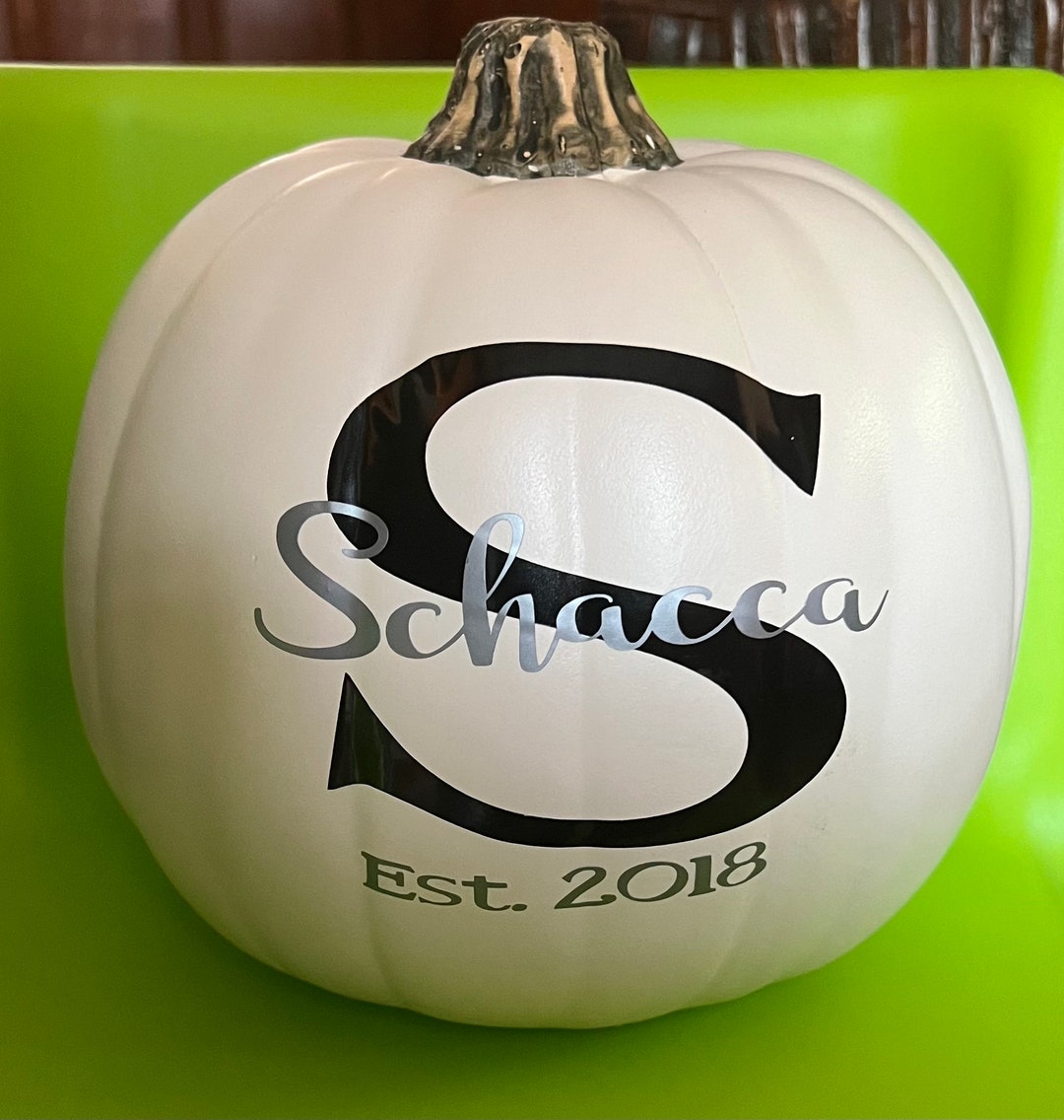 Personalized Pumpkin Decor, Custom Calligraphy Pumpkin Established ...