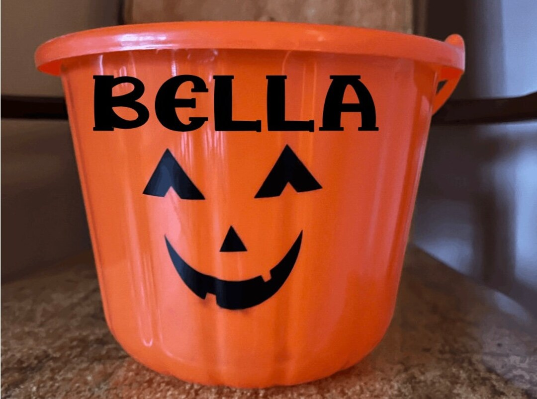 Personalized Halloween Pumpkin Buckets, Halloween Candy Bucket, Trick ...