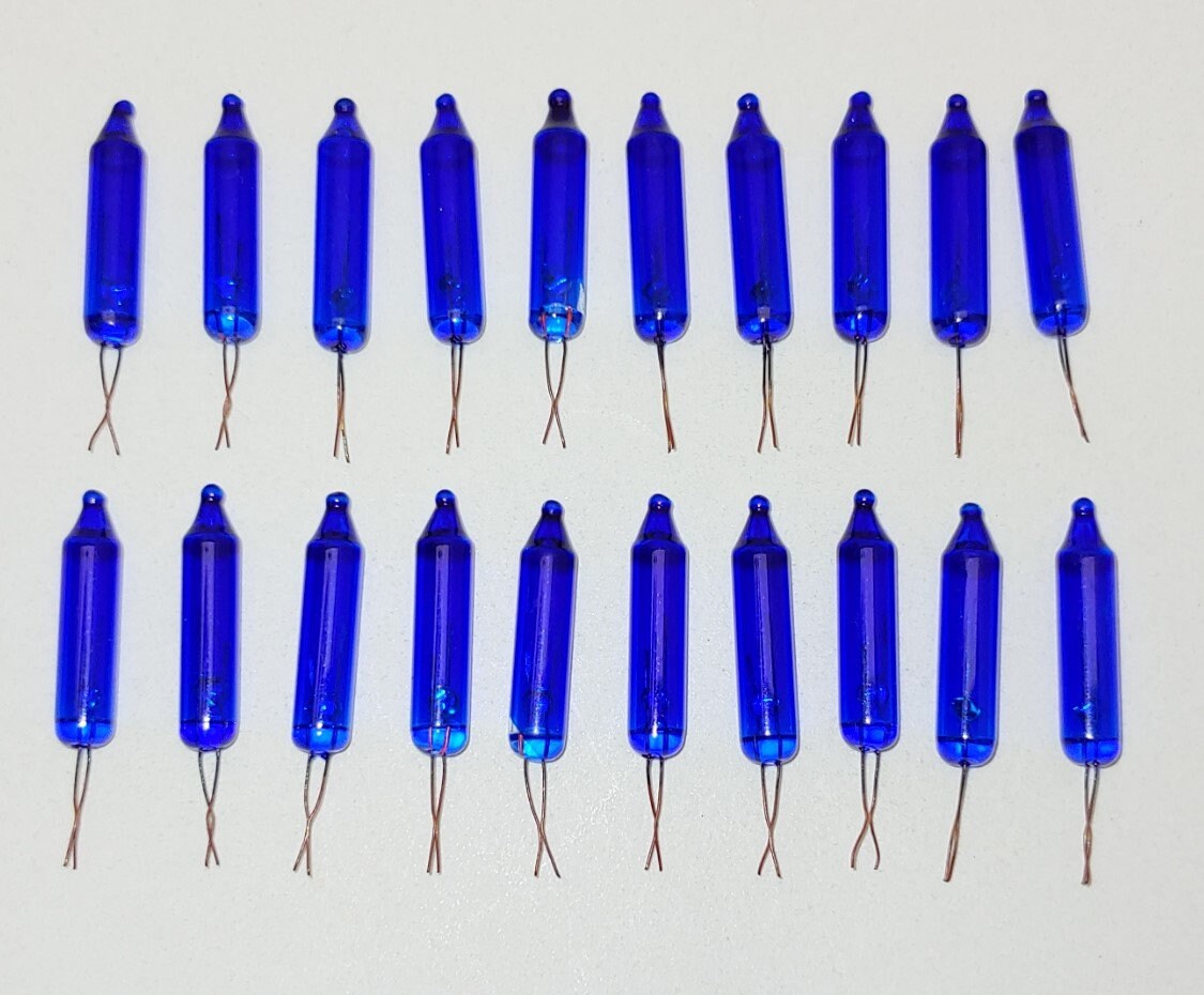 20x Blue Bare Mini Bulbs 2.5 V Volt 0.425 W Watt Christmas Tree Lights ...