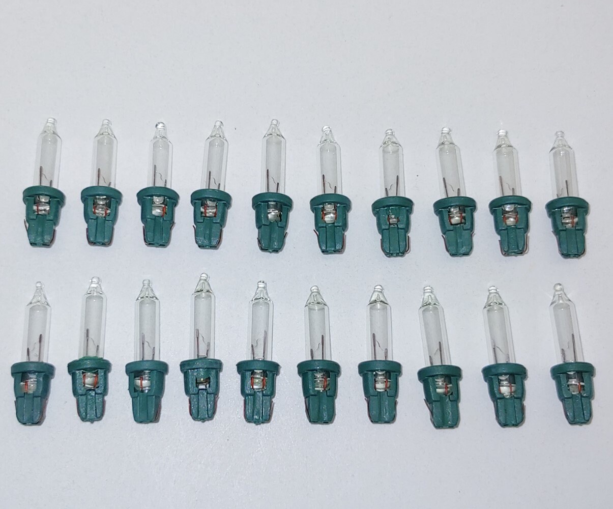 20x Mini 2.5V .425 Watt Clear White Christmas Incandescent Light Bulbs ...