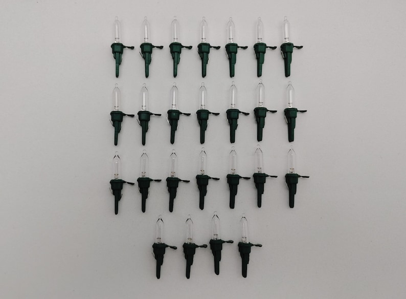 25 LED Clear Mini Christmas Tree Lights Green Base Replacement Bulbs 3. ...