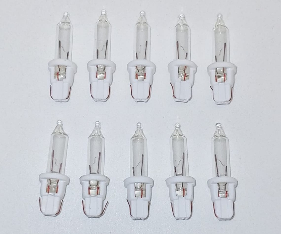 10x 6 Volt V 0.48 Watt W Clear Glass Mini Bulbs Style D WHITE Base ...