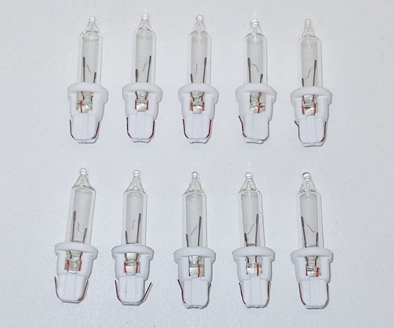 10x 6 Volt V 0.48 Watt W Clear Glass Mini Bulbs Style D WHITE Base ...
