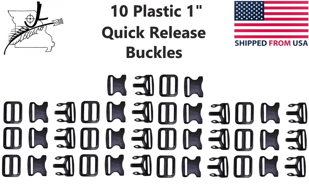 10x Plastic Quick Release Buckle Clip 1" Flat Webbing Parachute ...