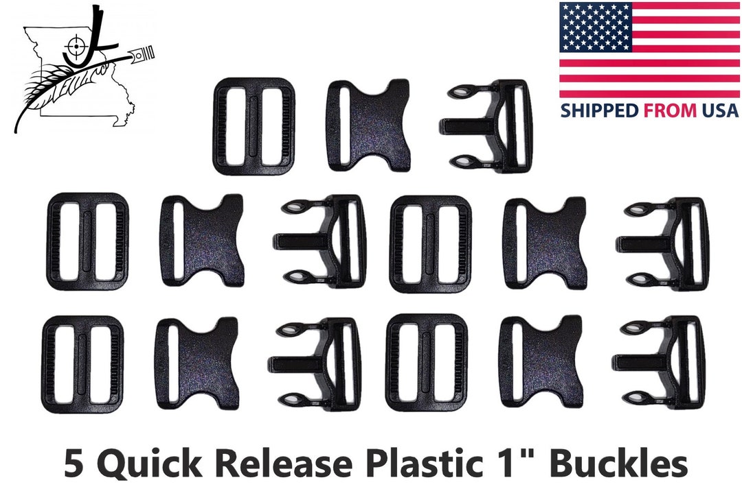 5x Plastic Quick Release Buckle Clip 1" Flat Webbing Parachute ...