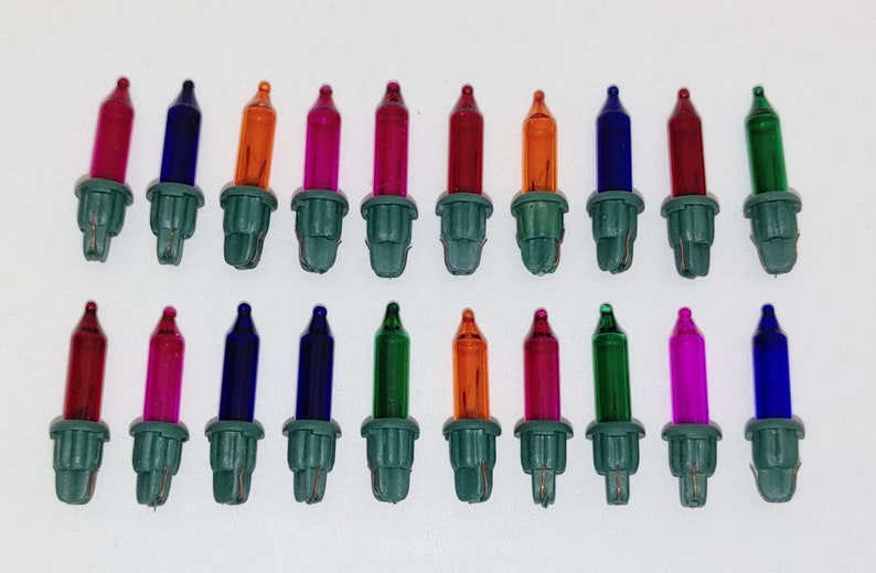 GE 20x Mini 2.5 Volt Mixed Color Christmas Light Bulbs Replacement Tree ...