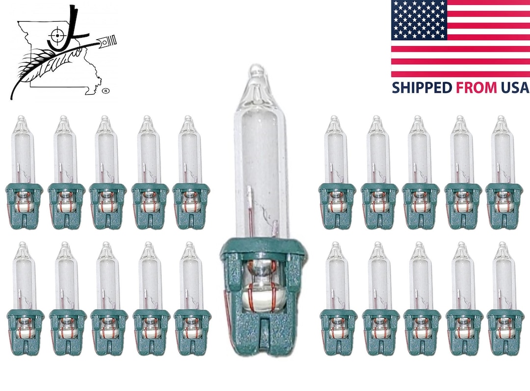 20x Clear Style S Green Base Mini Christmas Tree Light Bulbs 2.5 Volt V ...