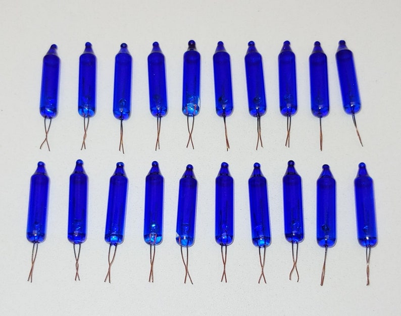 20x Blue Bare Mini Bulbs 2.5 V Volt 0.425 W Watt Christmas Tree Lights ...