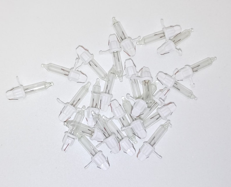 25x Style AT 2.5v Clear Warm WHITE Base Mini Christmas Tree Light Bulbs ...