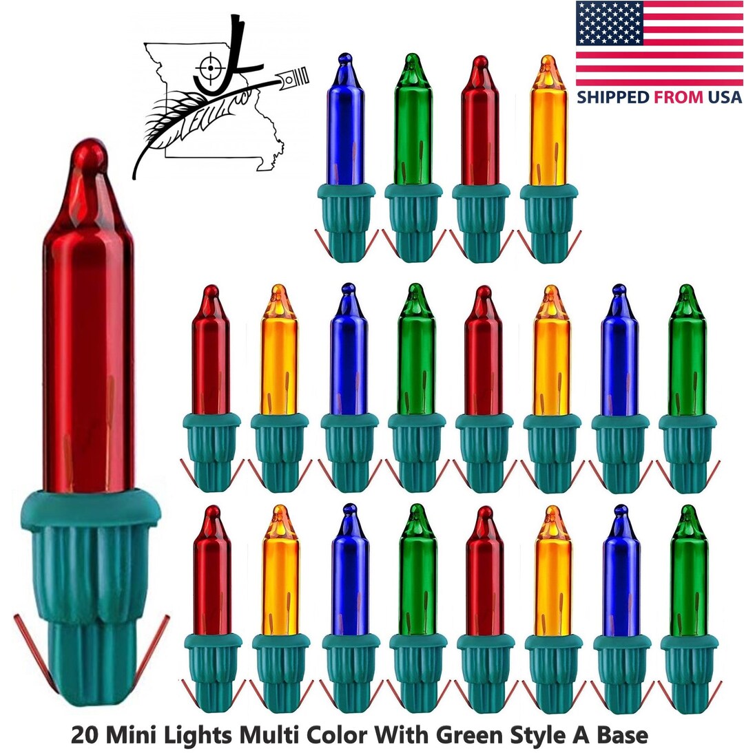GE 20x Mini 2.5 Volt Mixed Color Christmas Light Bulbs Replacement Tree ...