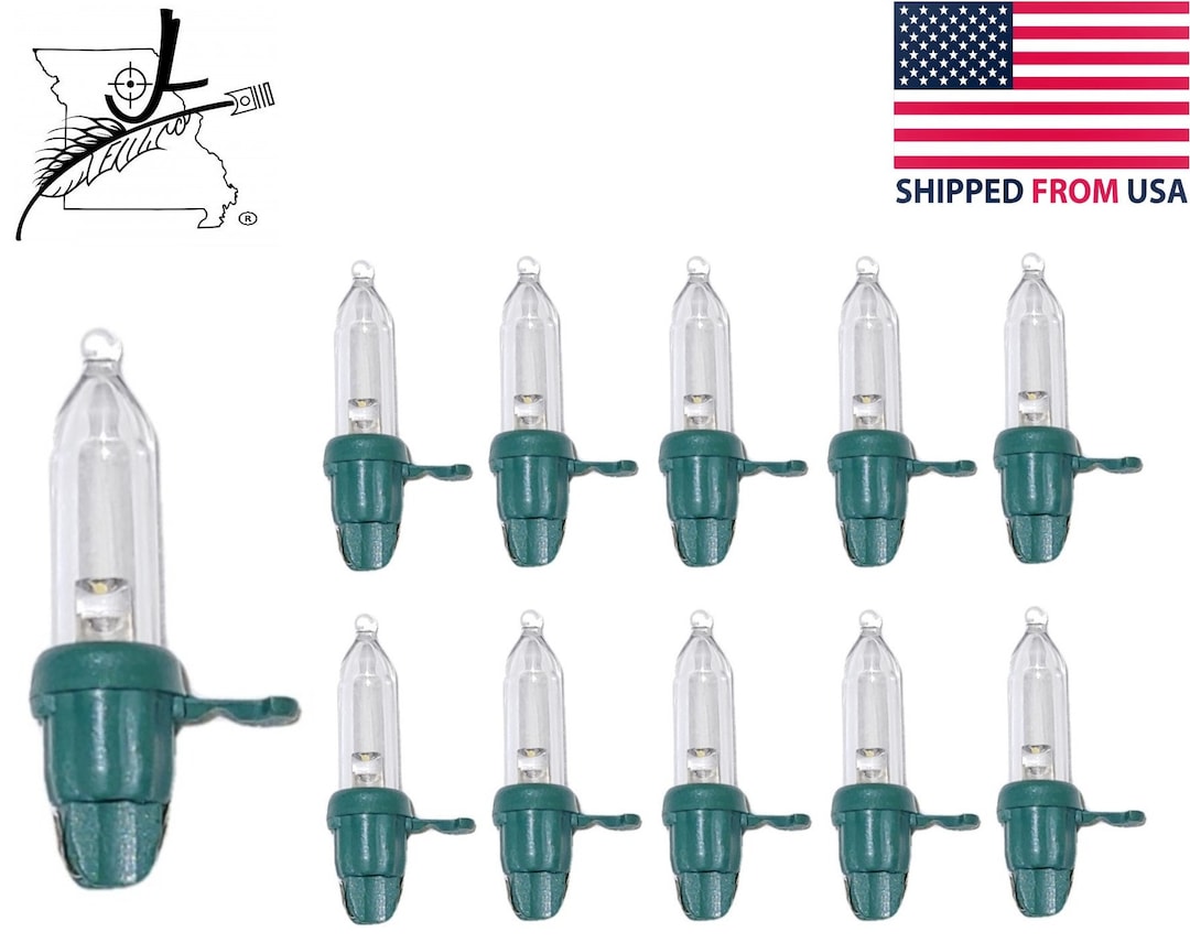 10 Clear Bulbs Green LAT Base LED Clear Mini Christmas Tree Lights ...