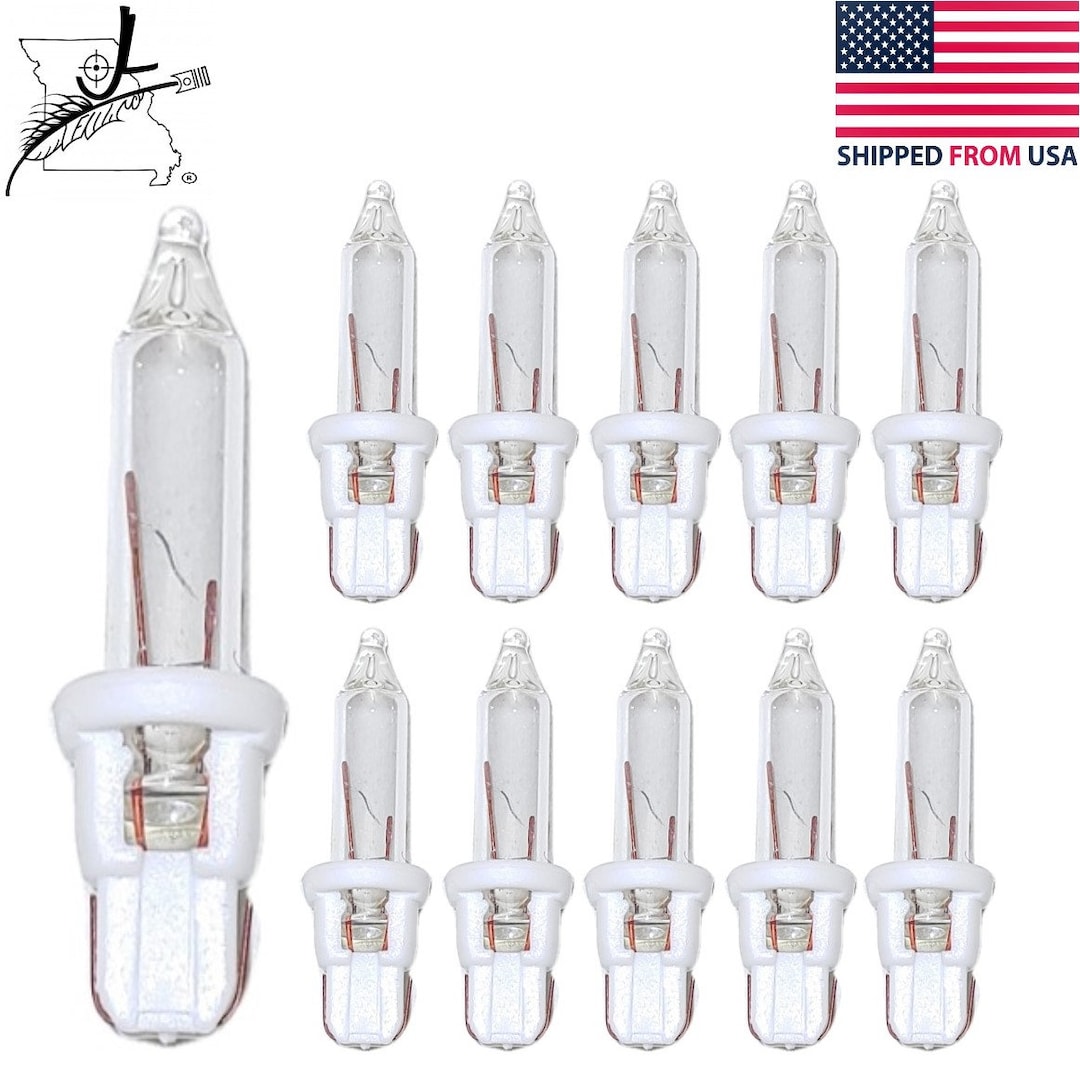 10x 6 Volt V 0.48 Watt W Clear Glass Mini Bulbs Style D WHITE Base ...
