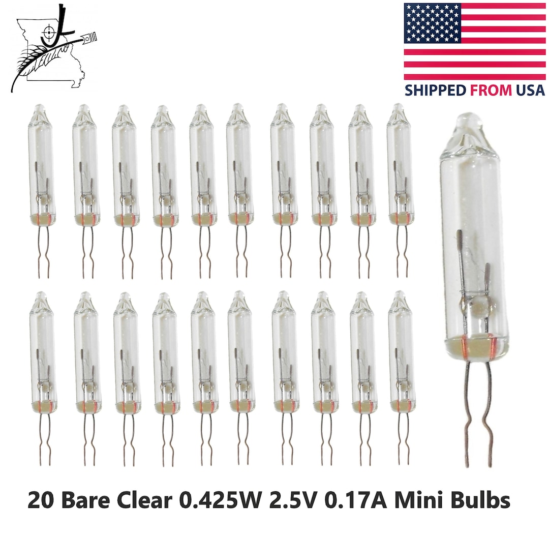 20x Clear Bare Mini Bulbs 2.5 Volt Christmas Tree Lights Replacement or ...