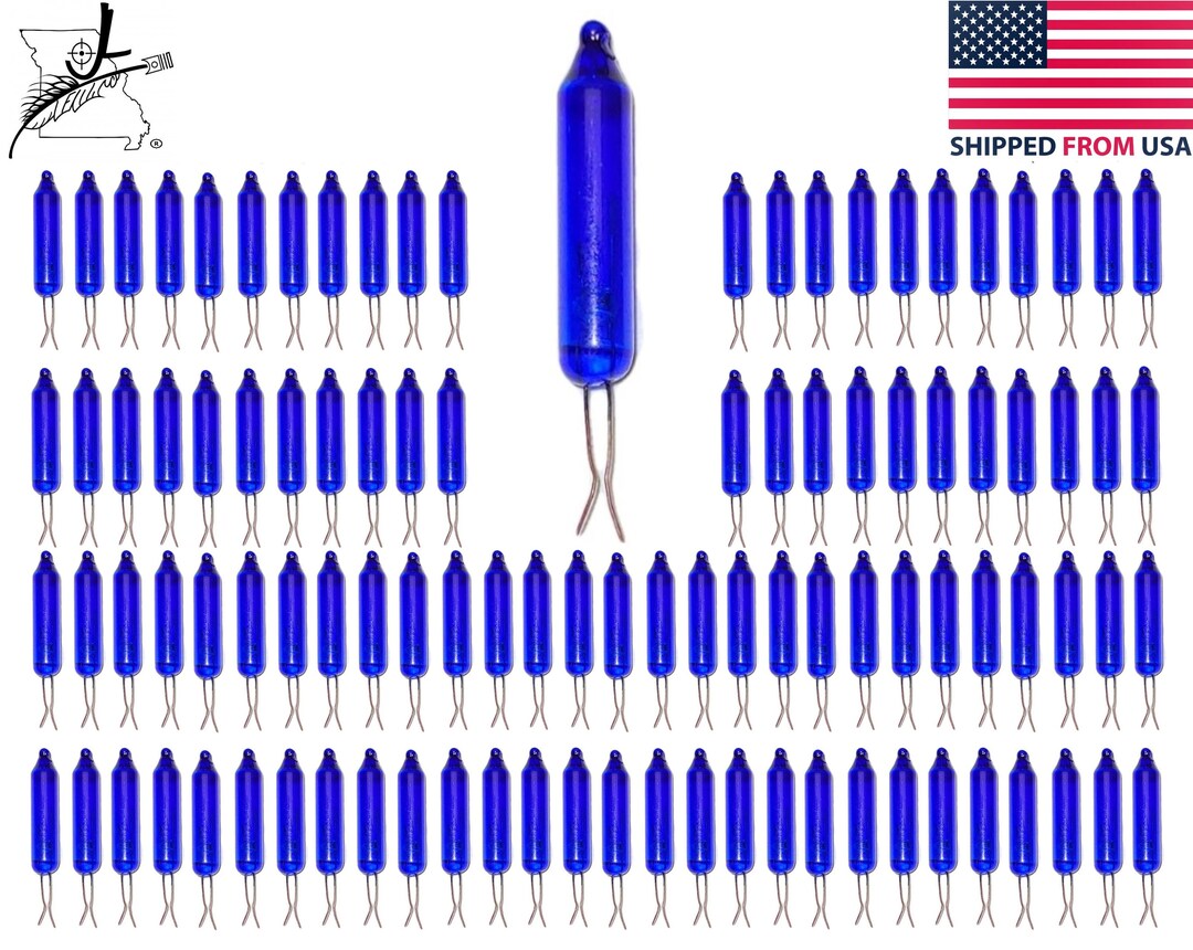 100x Blue Bare Mini Bulbs 2.5 V Volt 0.425 W Watt Christmas Tree Lights ...