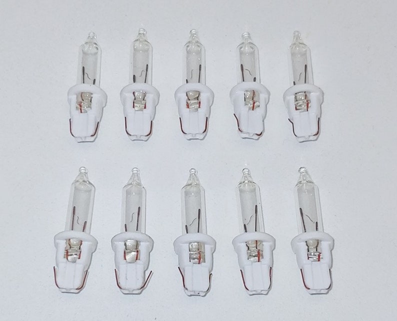 10x 6 Volt V 0.48 Watt W Clear Glass Mini Bulbs Style D WHITE Base ...