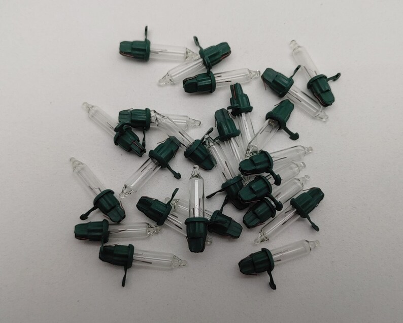 25x 2.5v Clear White Mini Christmas Tree Light Bulbs With Green Base ...