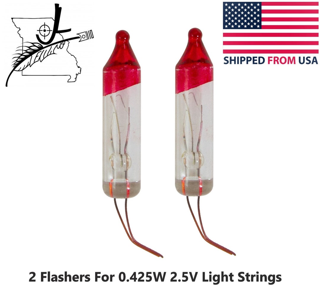 2 BARE Mini Bulb Flashers, 2.5 Volt V .425 Watt W Clear Regular ...