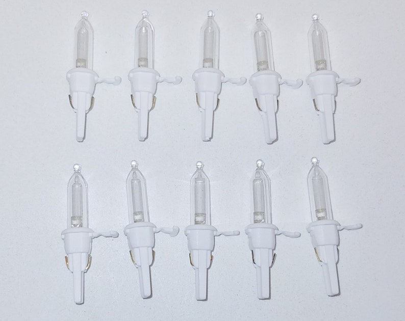 10 Clear WHITE L1 Base, LED Mini Christmas Tree Lights, Replacement ...
