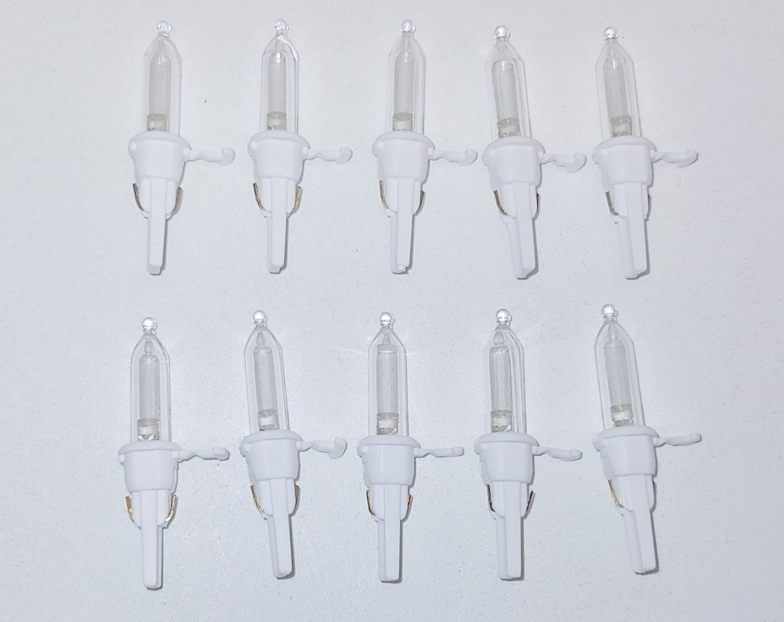 10 Clear WHITE L1 Base, LED Mini Christmas Tree Lights, Replacement ...