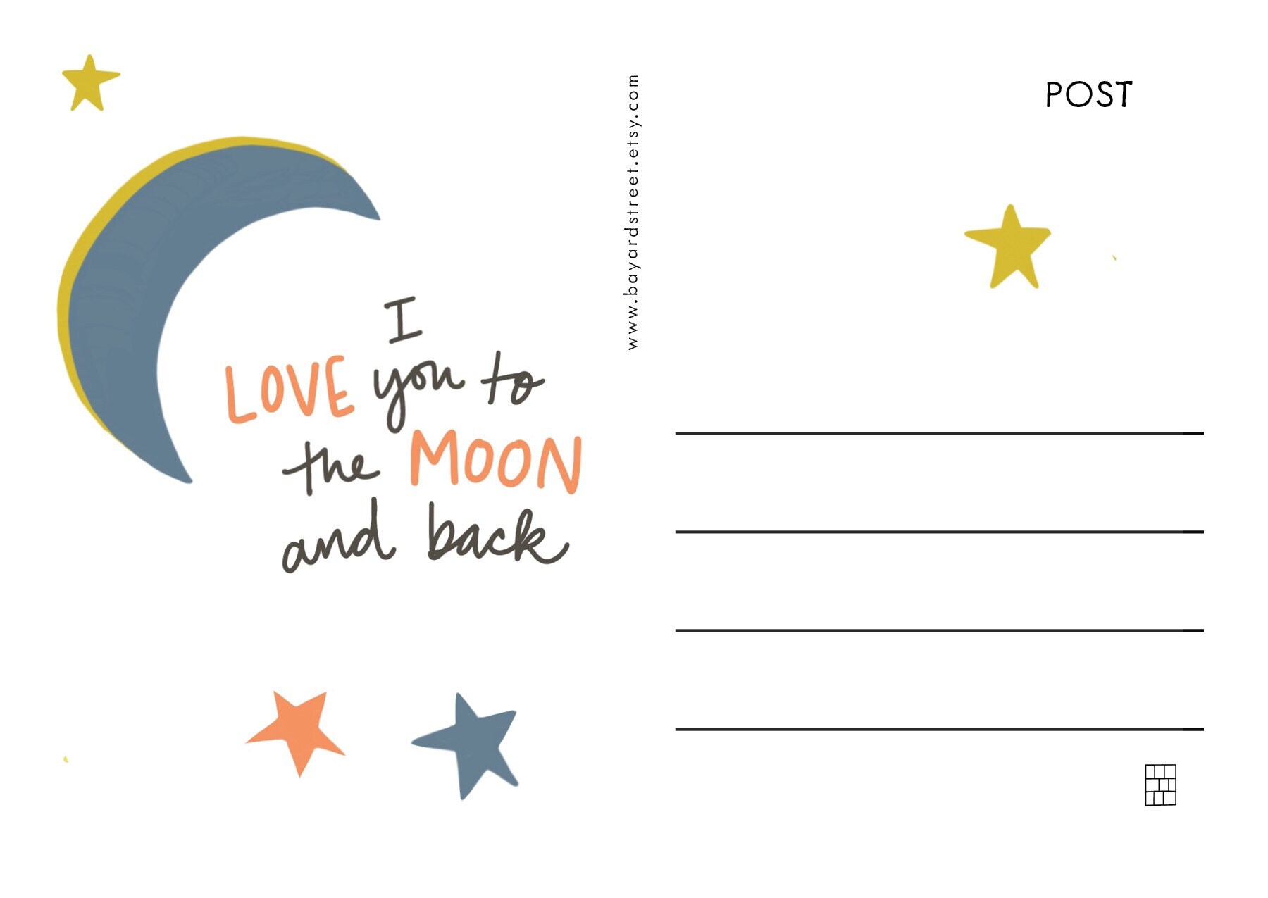 Printable Postcards - DIGITAL DOWNLOAD 2 Designs, Lined & Blank ...