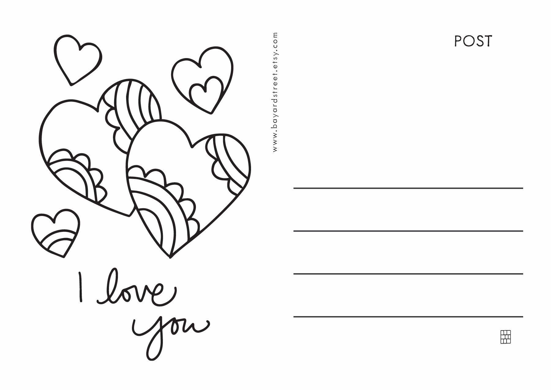 Printable Postcards - DIGITAL DOWNLOAD 2 Designs, Lined & Blank ...