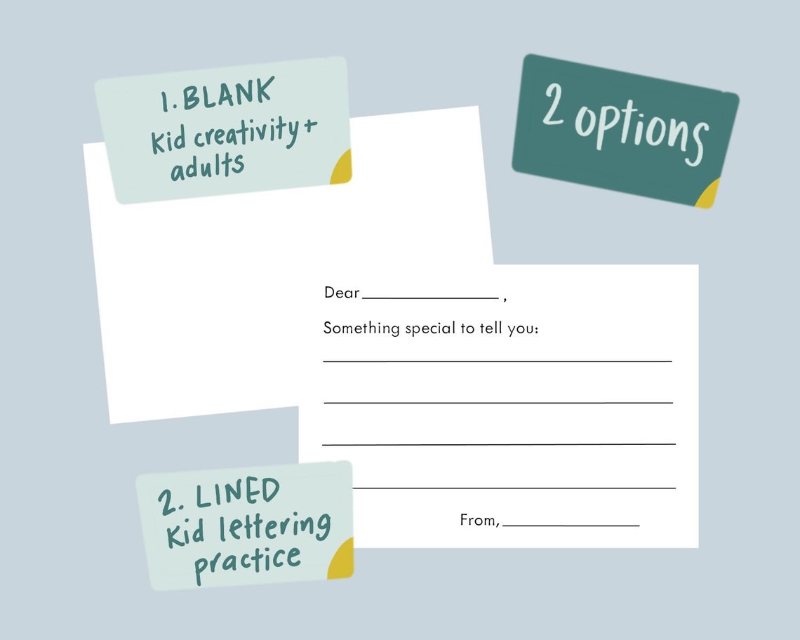 Printable Postcards - DIGITAL DOWNLOAD 2 Designs, Lined & Blank ...