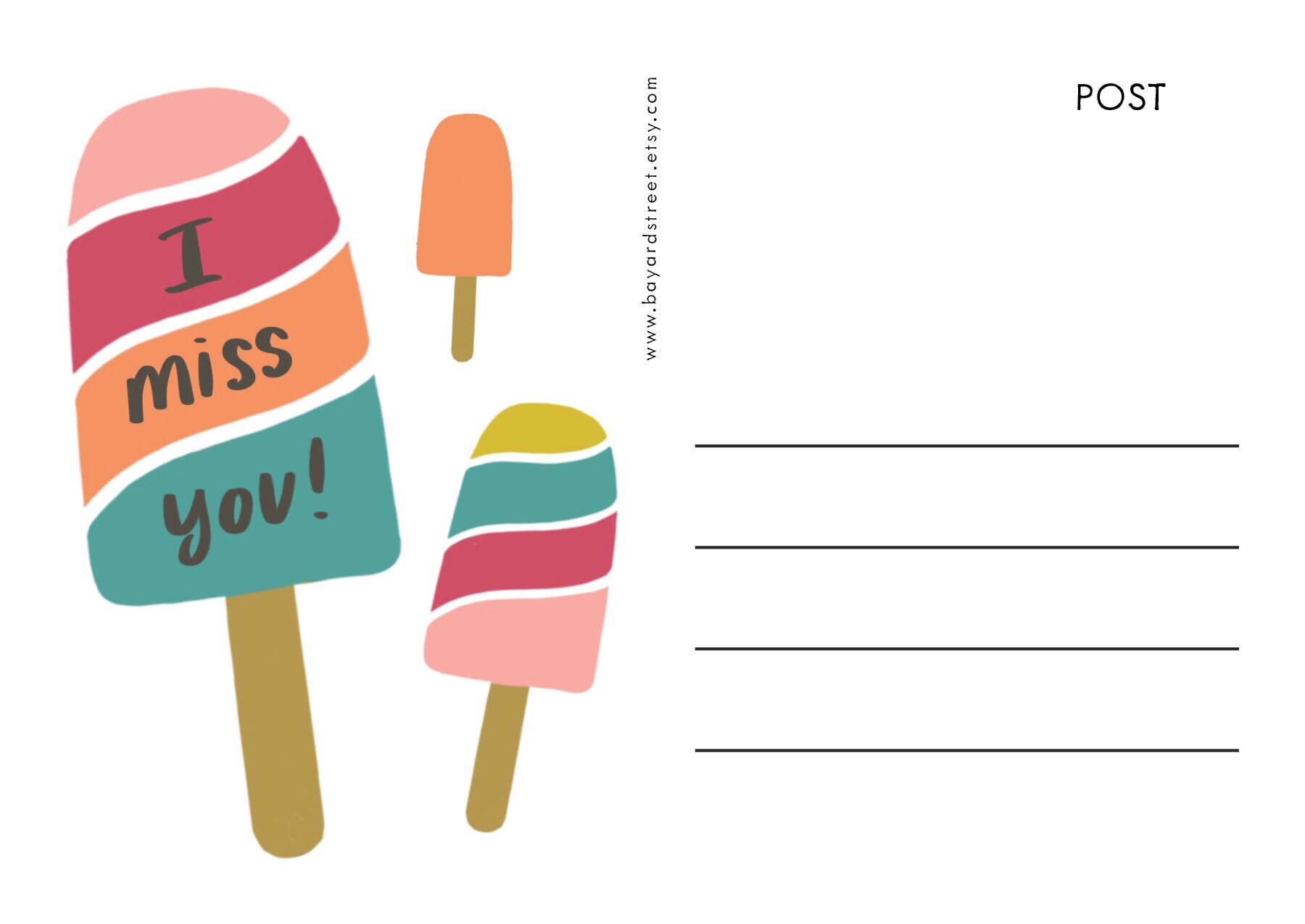 Printable Postcards - DIGITAL DOWNLOAD 2 Designs, Lined & Blank ...