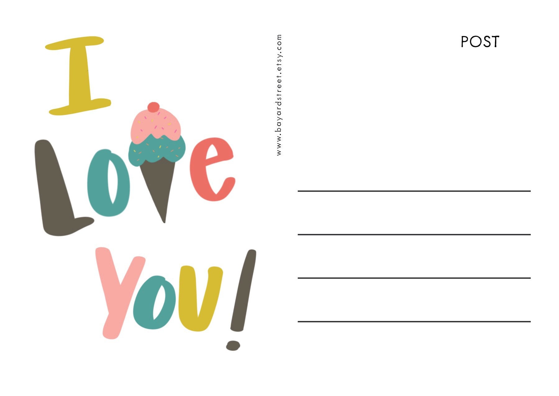 Printable Postcards - DIGITAL DOWNLOAD 2 Designs, Lined & Blank ...