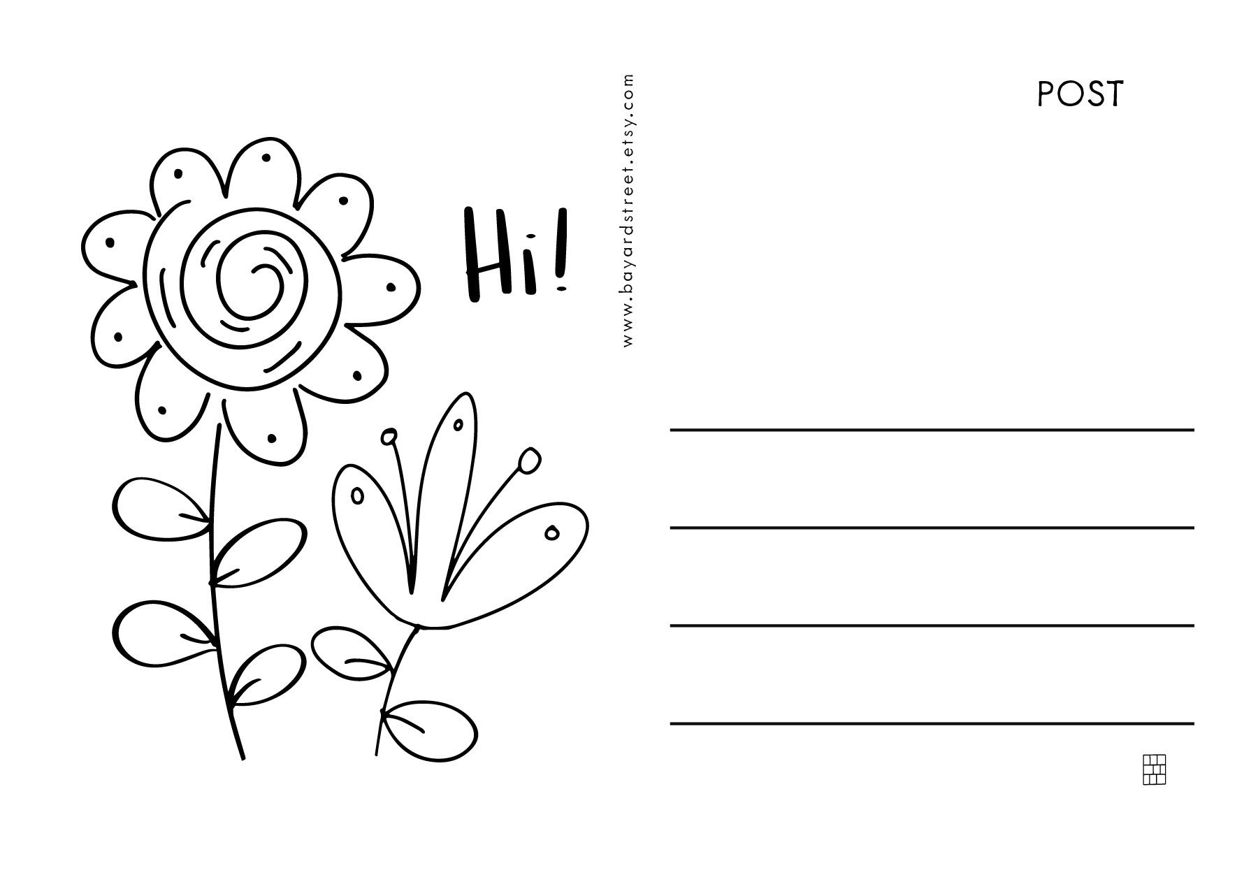 Printable Postcards - DIGITAL DOWNLOAD 2 Designs, Lined & Blank ...