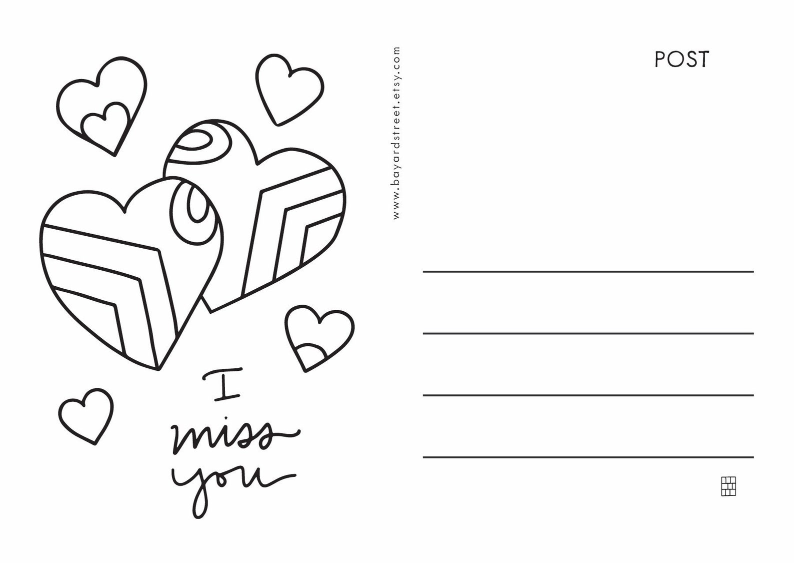 Printable Postcards - DIGITAL DOWNLOAD 2 Designs, Lined & Blank ...