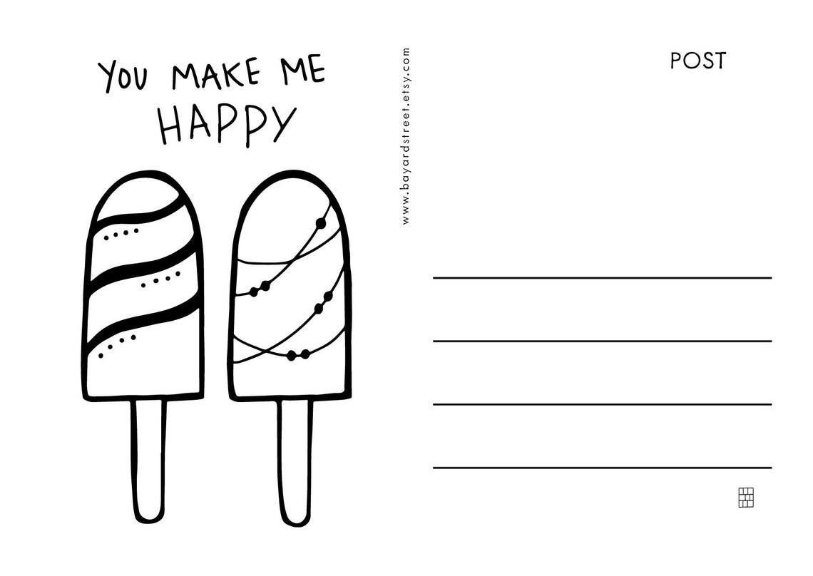 Printable Postcards - DIGITAL DOWNLOAD 2 Designs, Lined & Blank ...