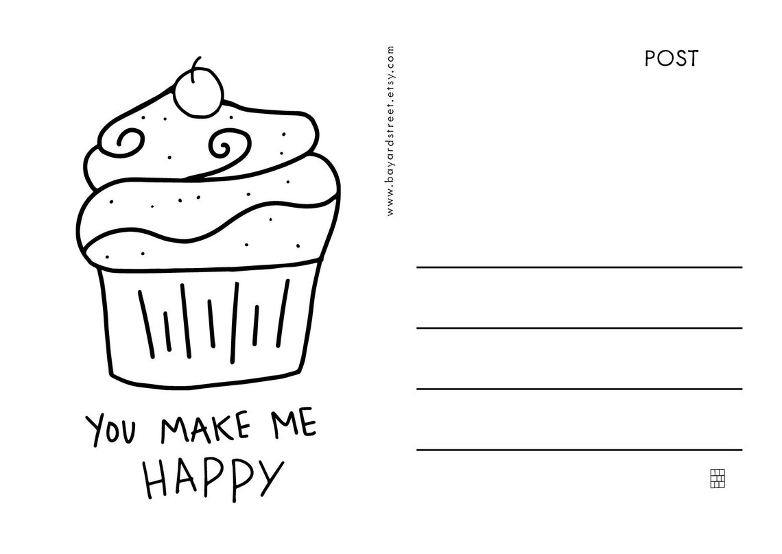 Printable Postcards - DIGITAL DOWNLOAD 2 Designs, Lined & Blank ...