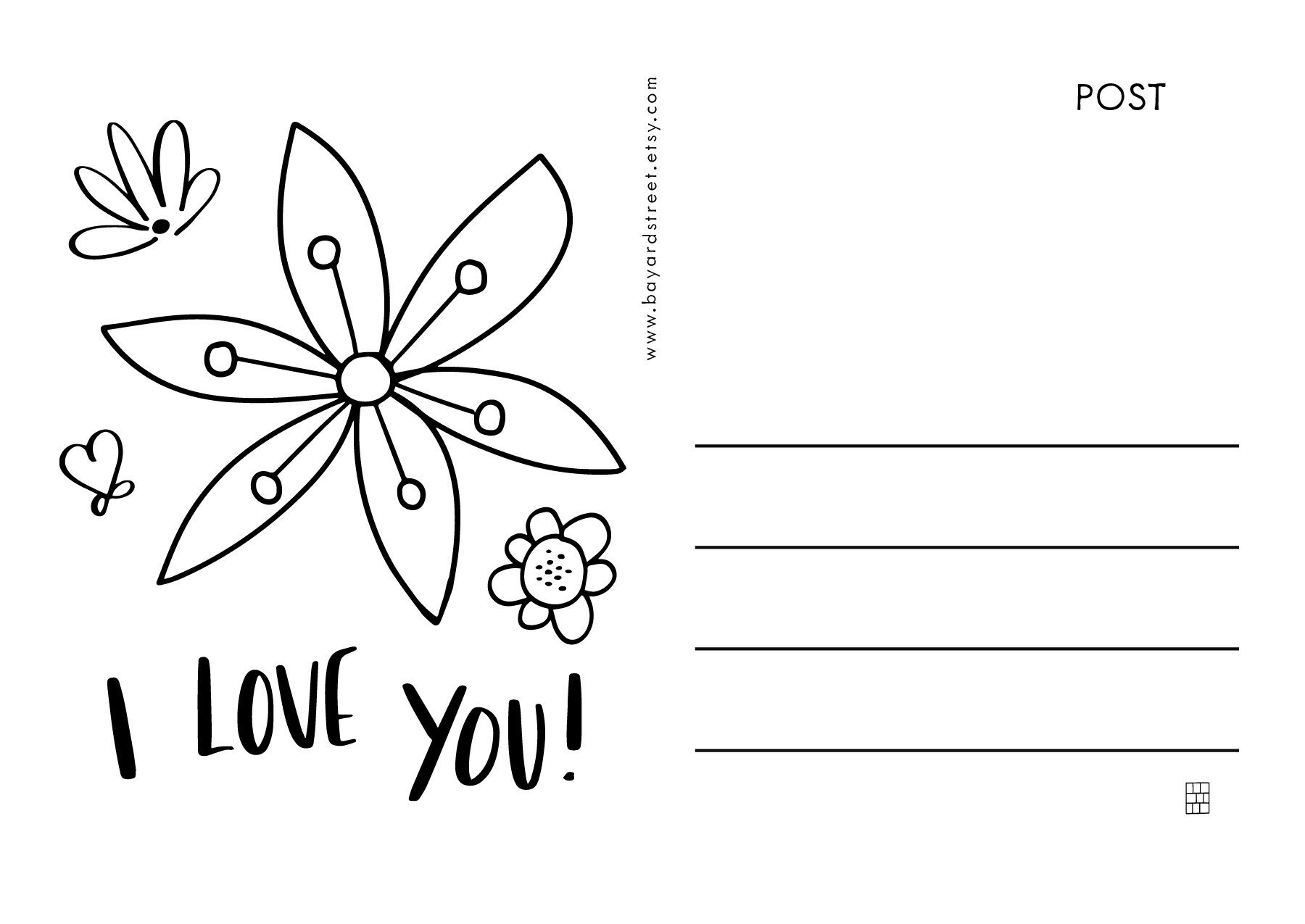 Printable Postcards - DIGITAL DOWNLOAD 2 Designs, Lined & Blank ...