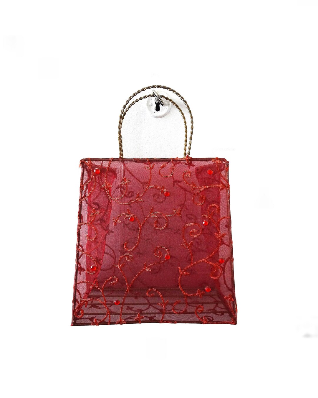 2000s // Vintage Burgundy Transparent Handbag - Etsy