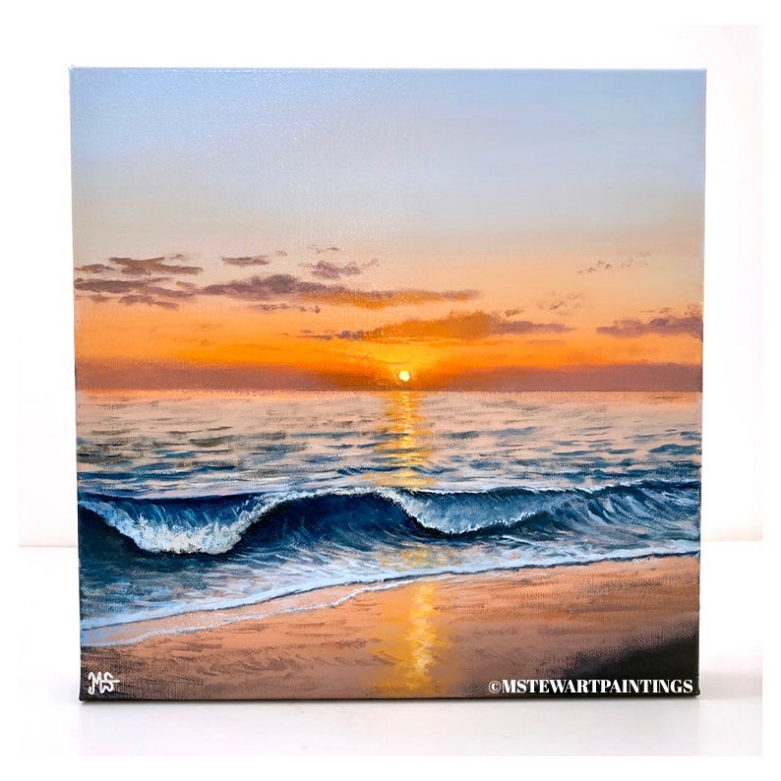 Ocean Waves Sunset Painting