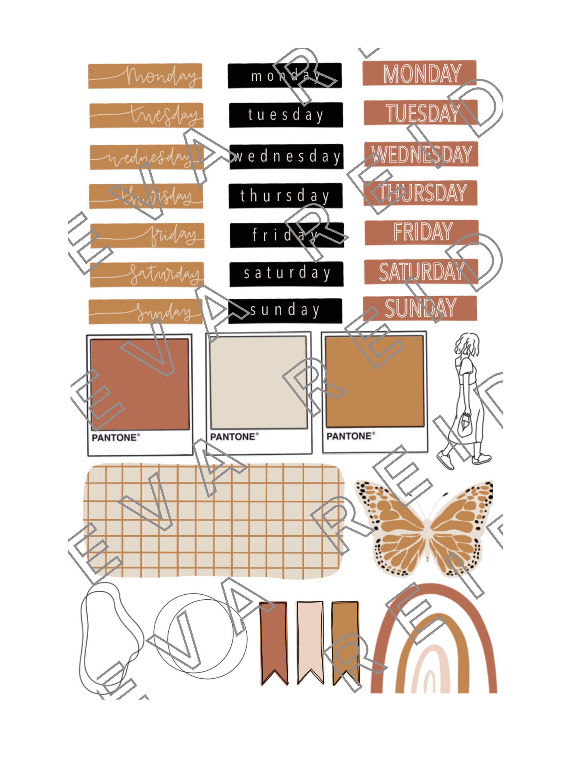 Bullet Journal Neutral Stickers Printable - Etsy