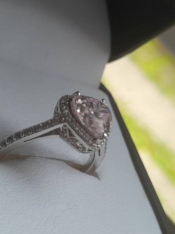 Wunderschoner Sterling Silber Pink Diamonique Ring mit Herz Etsy