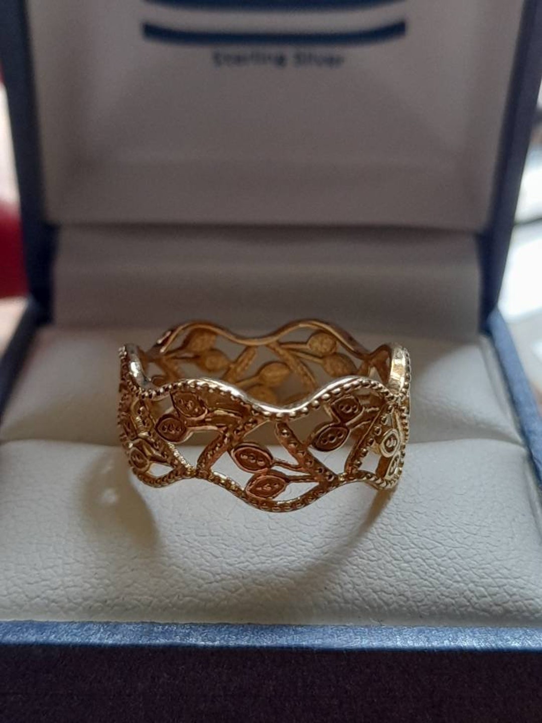 Pretty Sterling Silver Vermeil Diamond Set Band - Etsy
