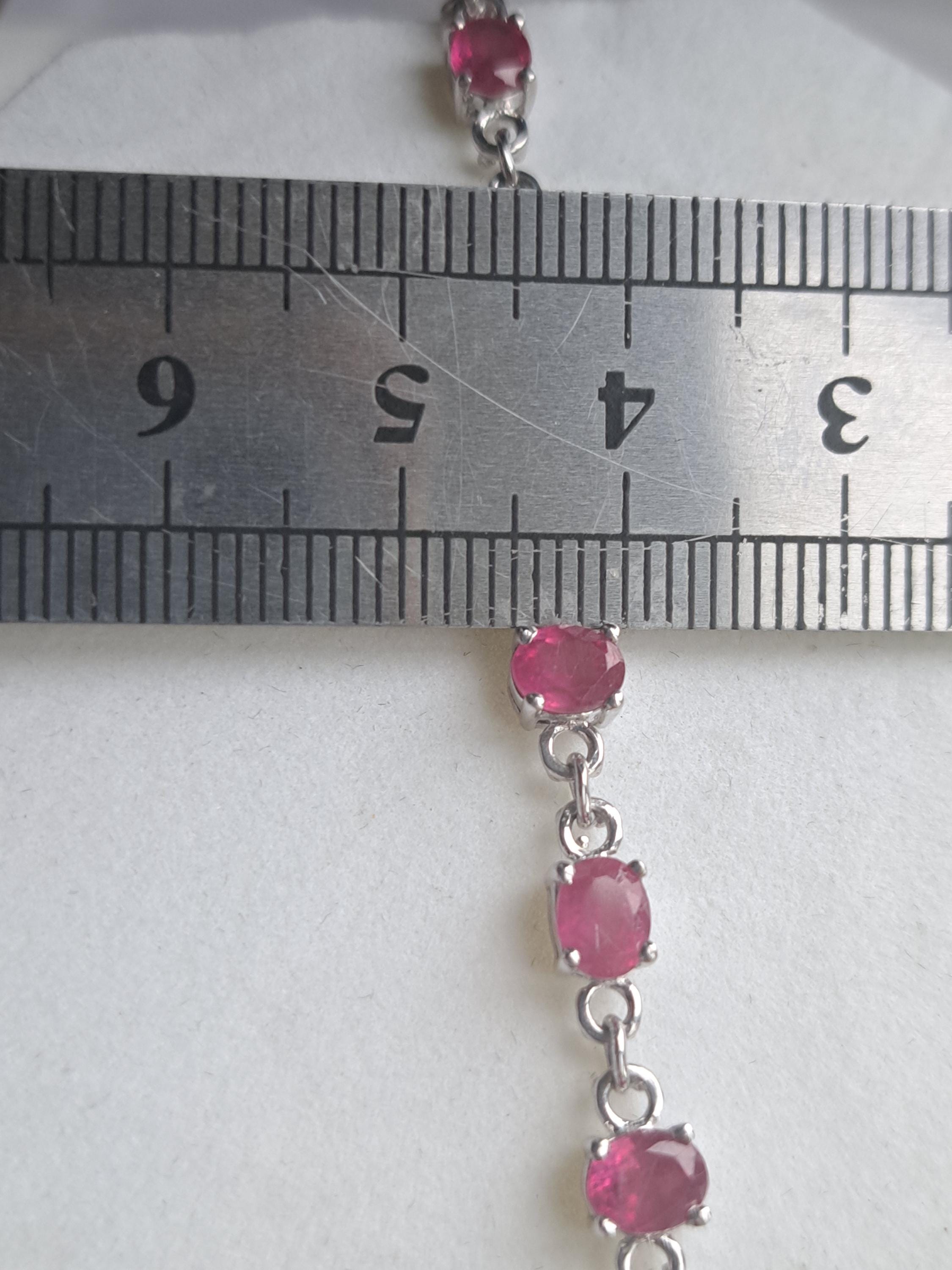 Sterling Silver Ruby Bracelet - Etsy