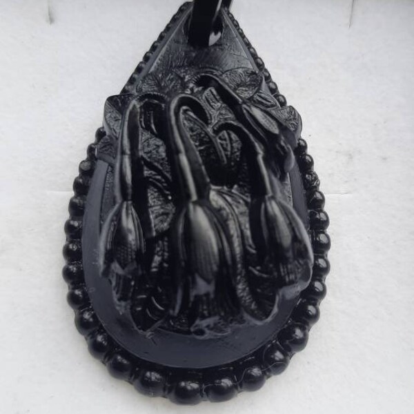 Carved Jet Pendant - Etsy