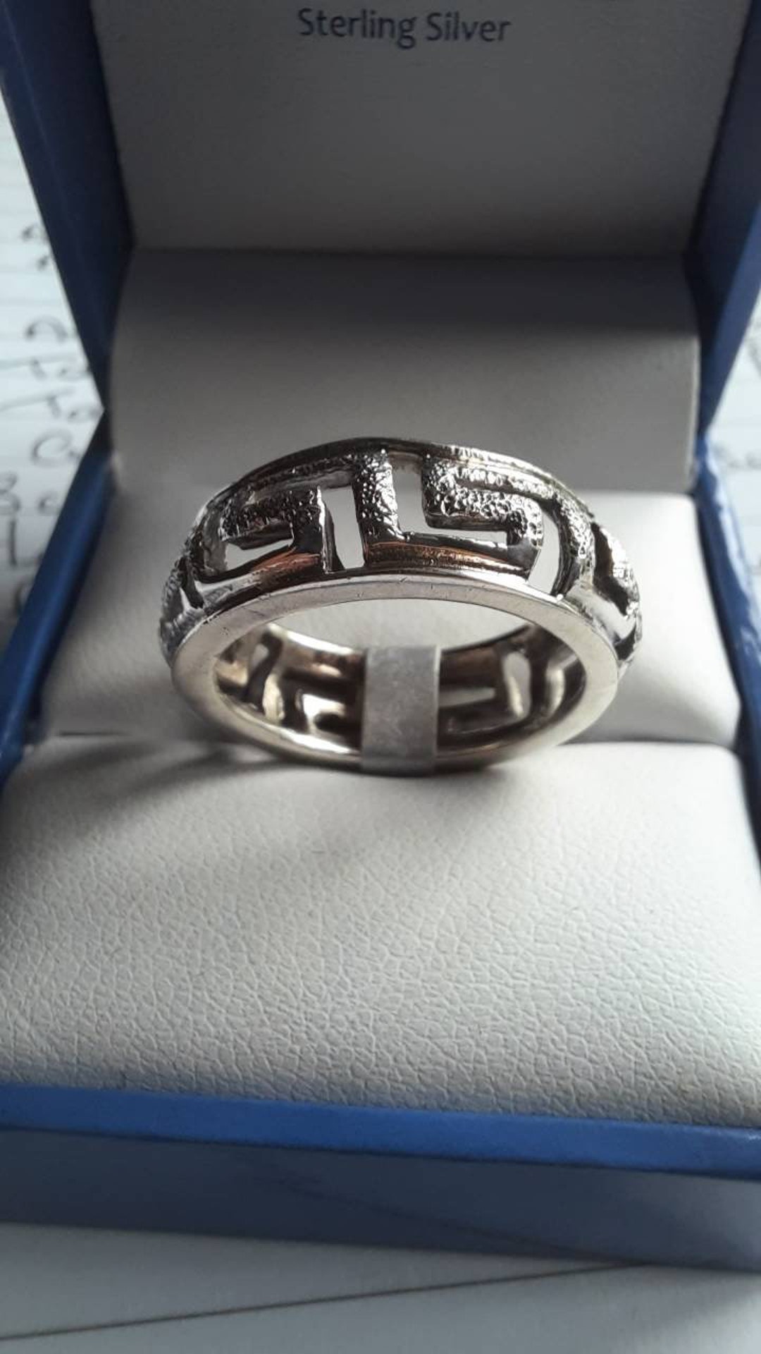 Sterling Silver Greek Key Band Ring - Etsy