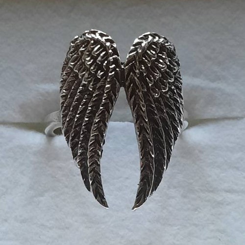 Angel Ring-sterling Silver Adjustable Angel Wings Ring-angel - Etsy