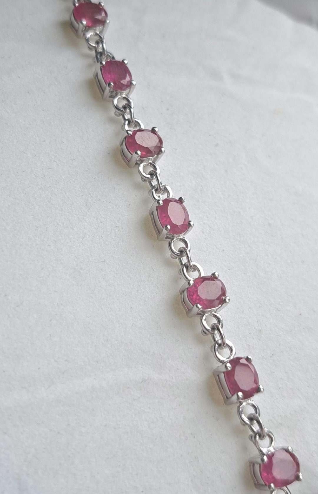 Sterling Silver Ruby Bracelet - Etsy