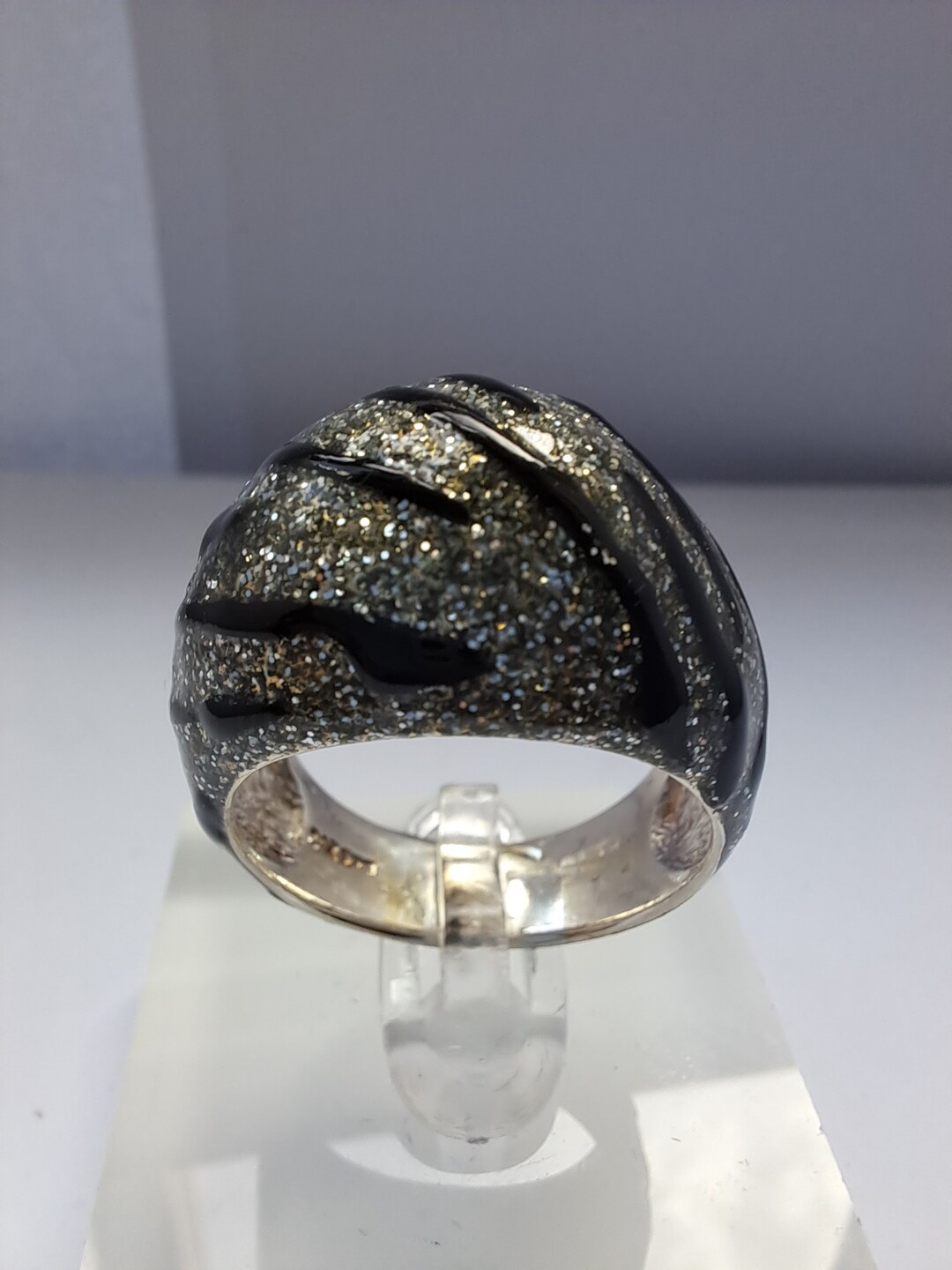 Vintage Hallmarked Zebra Enamel Sterling Silver Ring - Etsy