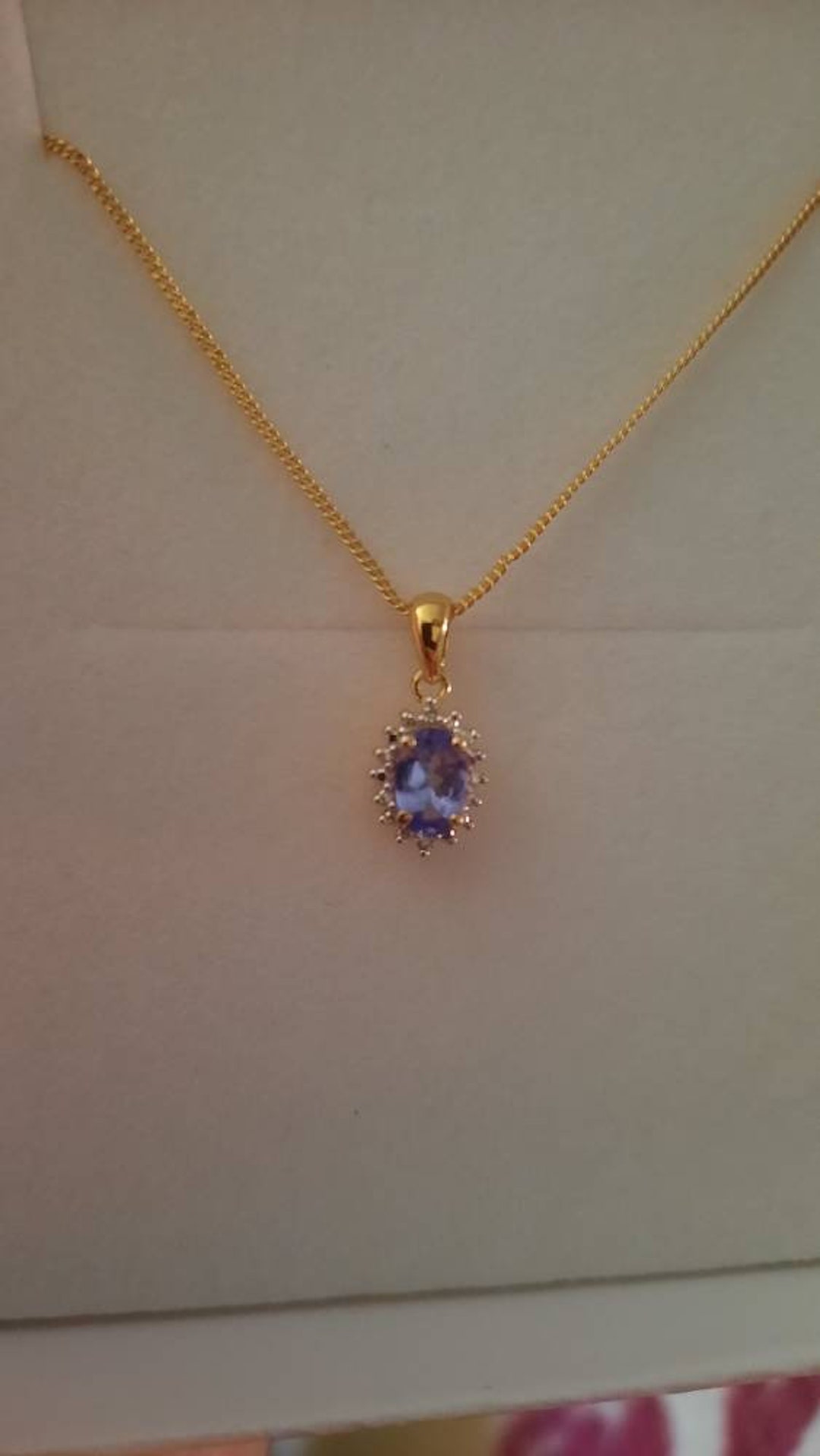 Pretty Vermeil Sterling Silver Tanzanite and Diamond Pendant - Etsy