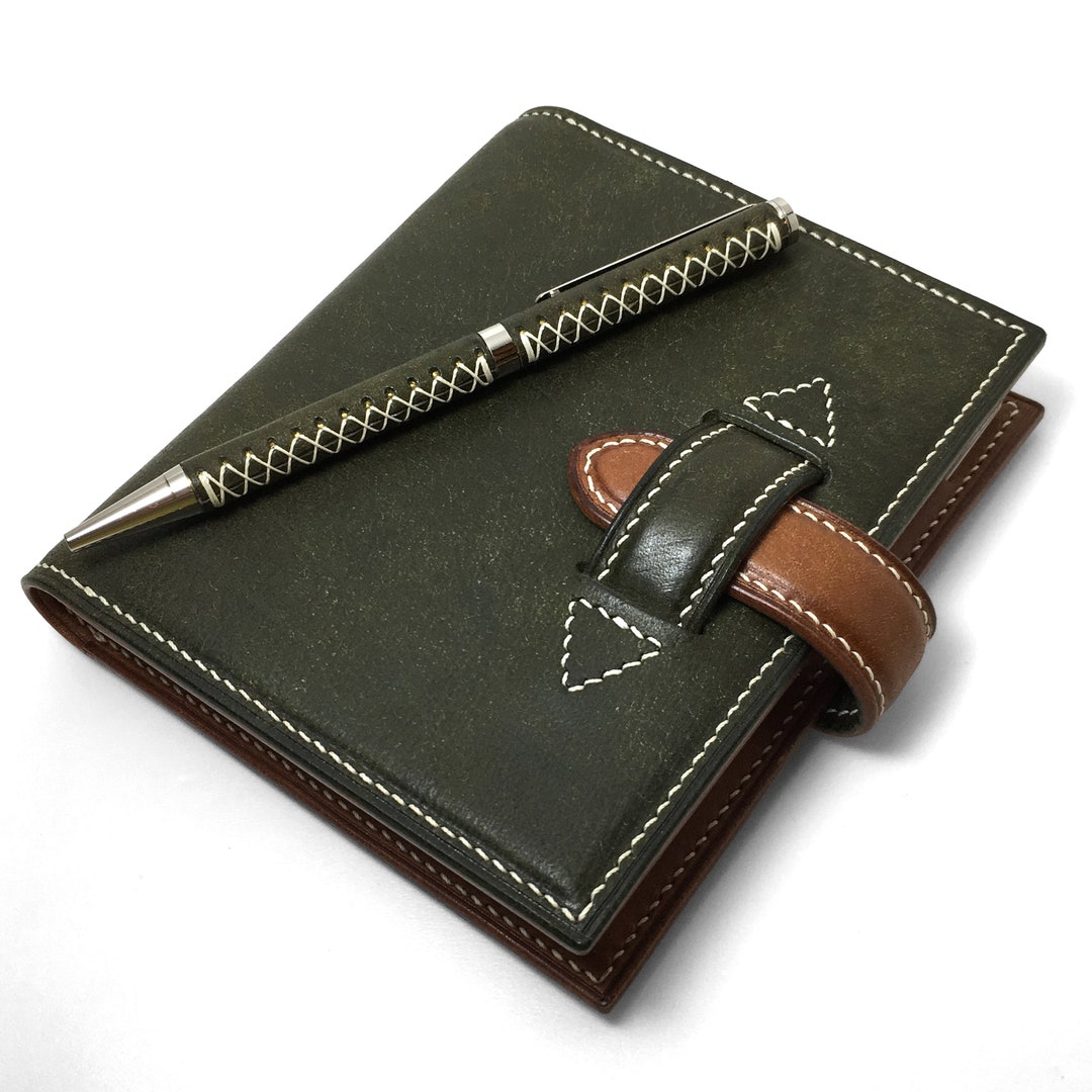 Leather Notepad Set/ Hand Stitched/ Rhodia/ Italy Leather - Etsy