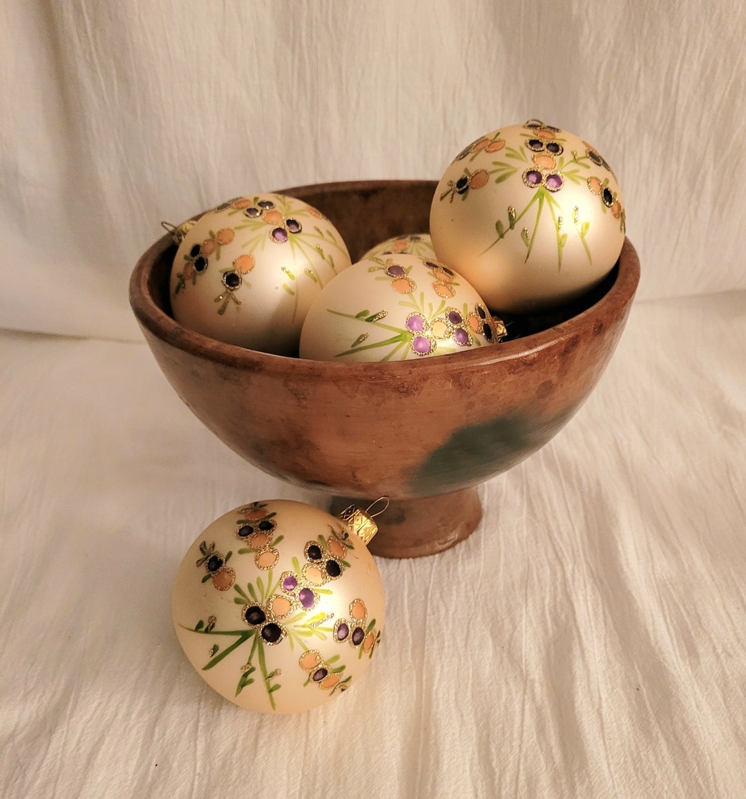 5 Hand Painted Blown Glass Christmas Ornaments Old World Victorian - Etsy